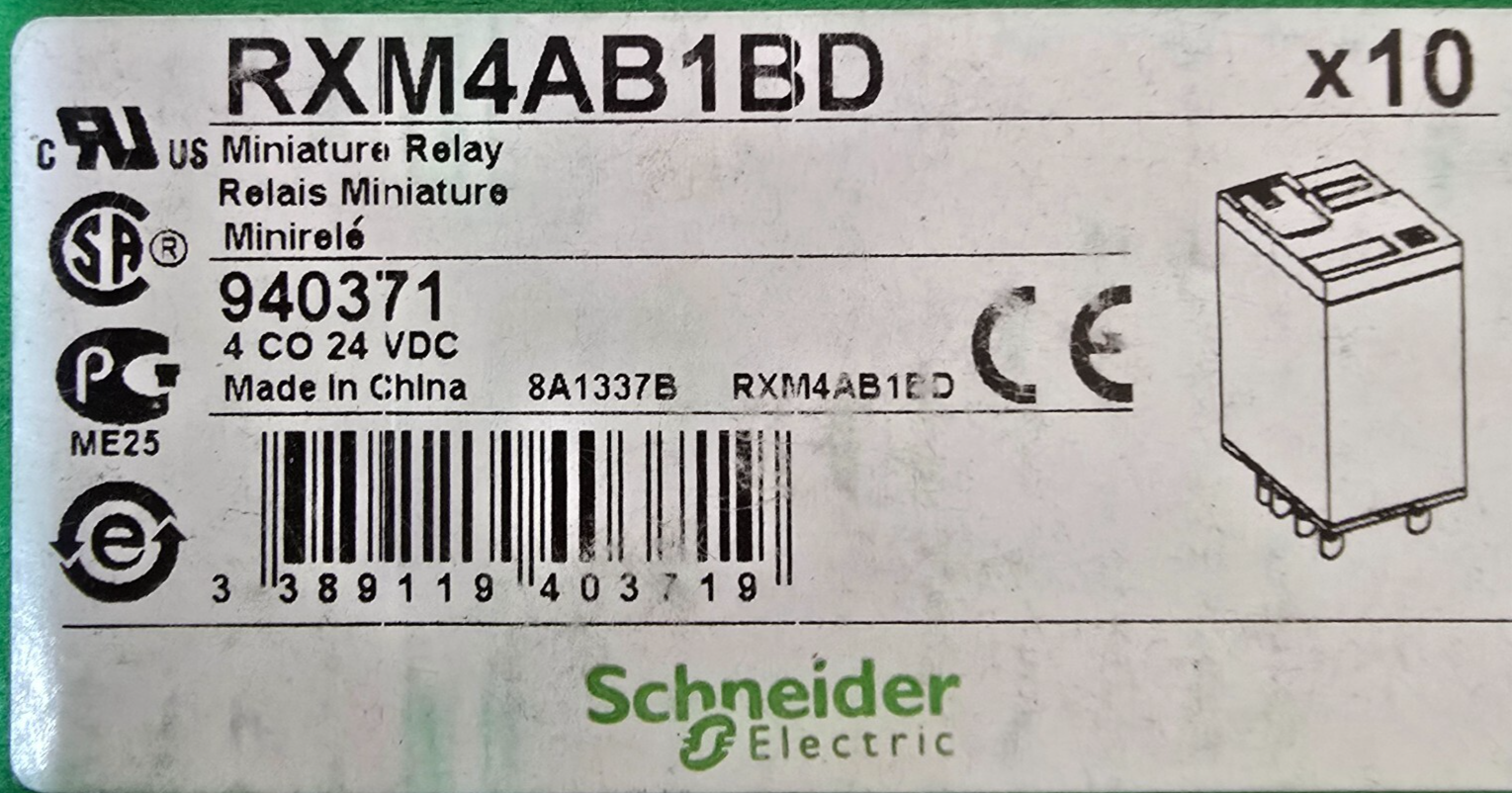 SCHNEIDER RXM4AB1BD [10 Pack] Harmony Relays 6A 4CO lock test 24V DC ...